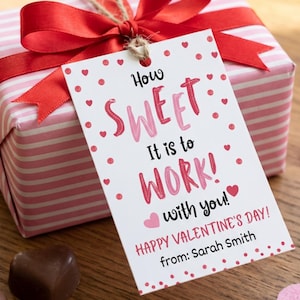 Valentine Coworker Gift Tags, Printable Valentine Treat Tag, Workplace ...