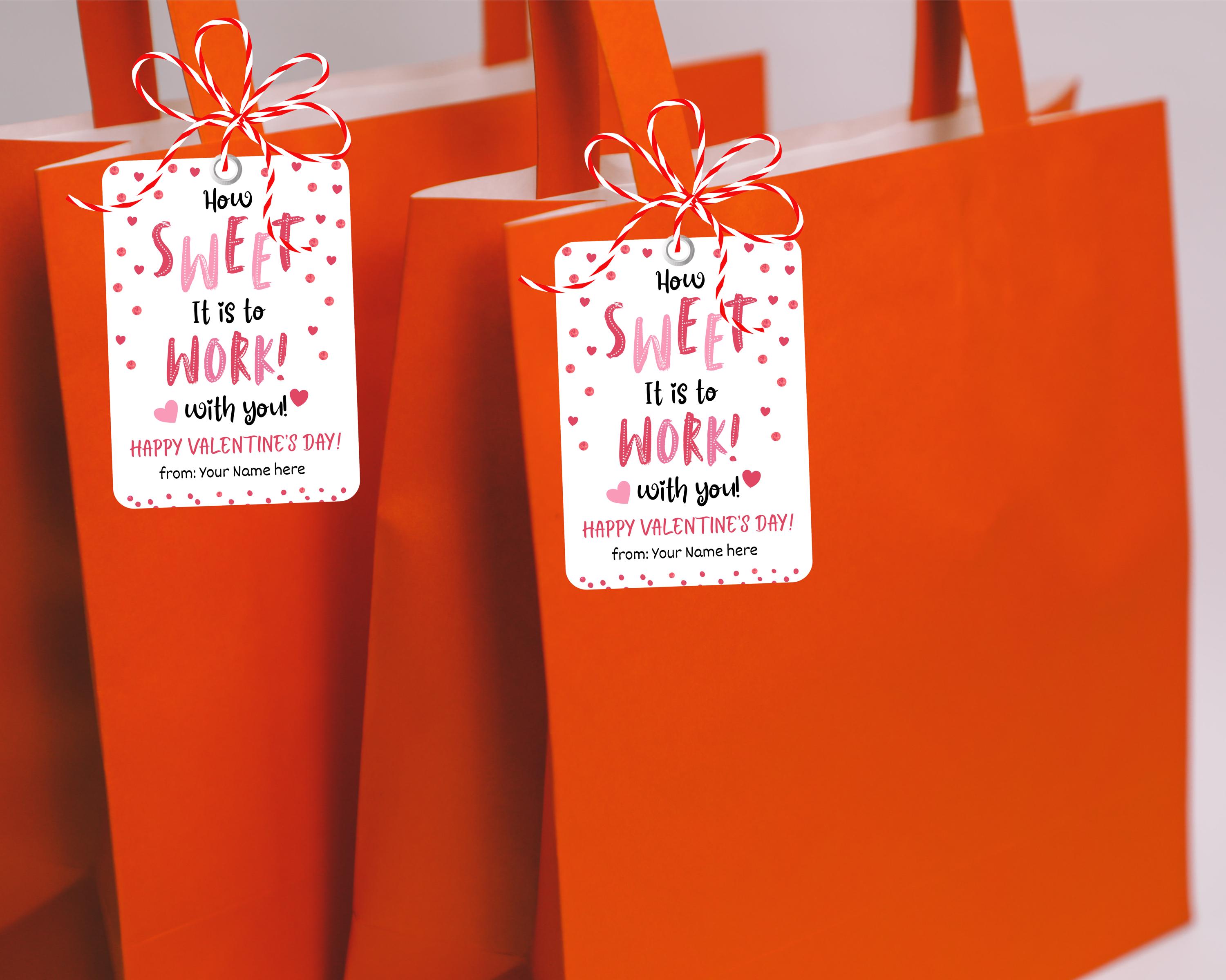 Valentine Coworker Gift Tags, Printable Valentine Treat Tag, Workplace ...