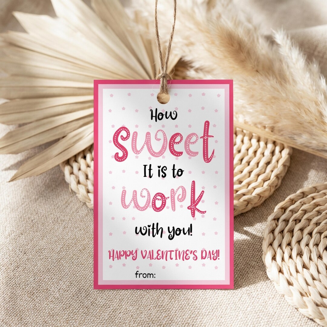 Valentine Coworker Gift Tags, Printable Valentine Treat Tag, Workplace ...