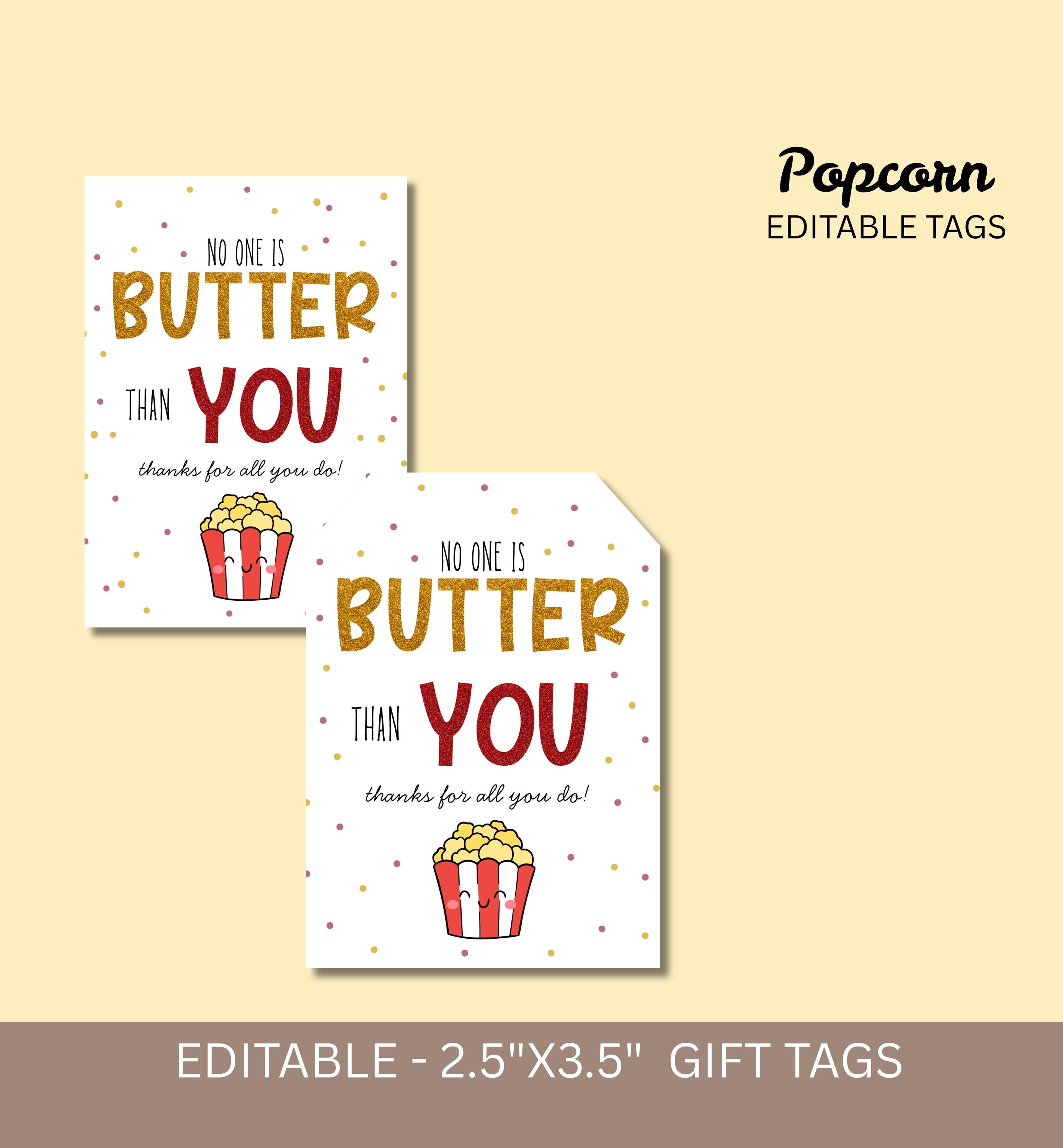 Popcorn Gift Tag Printable, Teacher, Employee, Staff, Nurse, Coworker ...