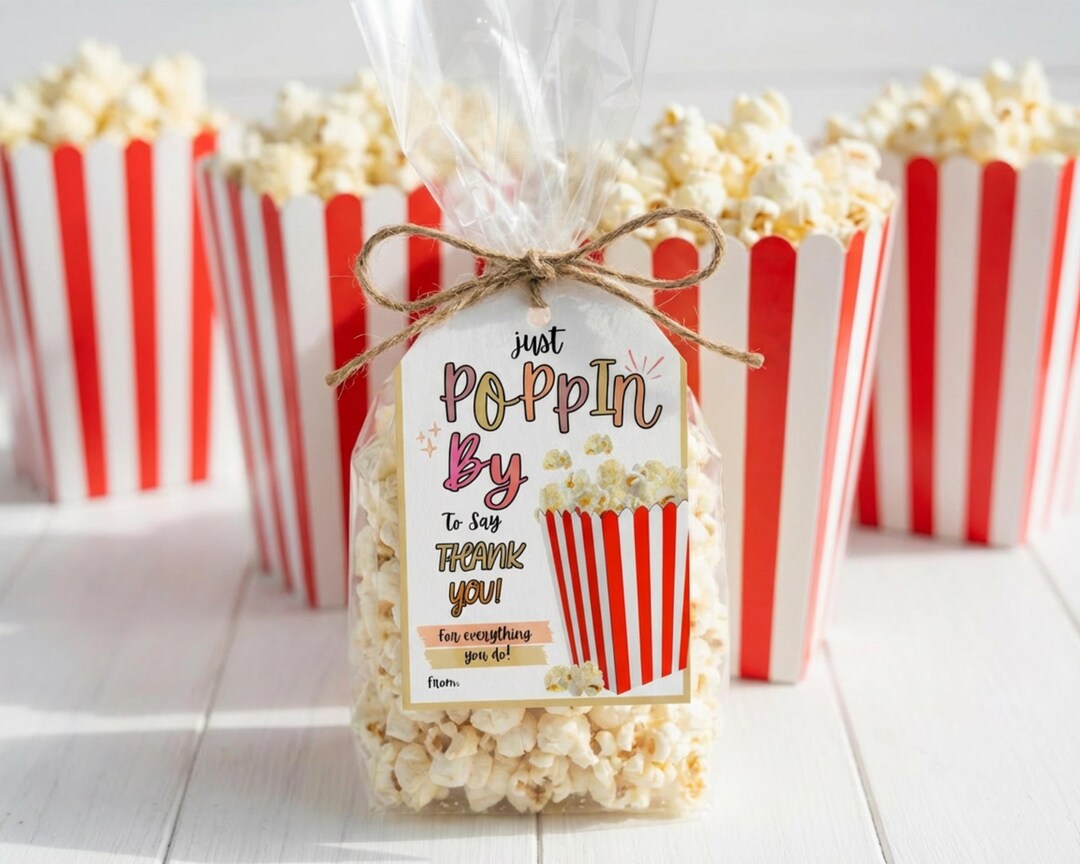 Printable Popcorn Gift Tag, Editable Popcorn Thank You Gift Tags ...
