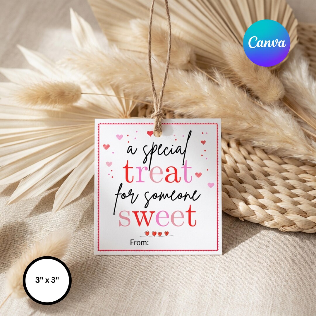 Printable Sweet Treat Tag, Teacher Employee Gift Tag, Valentine Treat ...