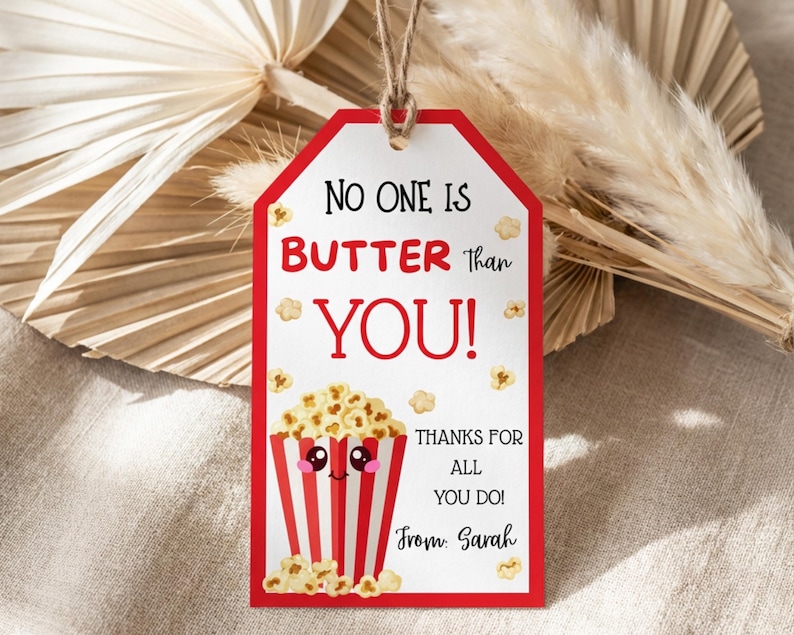 Popcorn Gift Tag Printable, Teacher, Employee, Staff, Nurse, Coworker ...