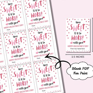 Valentine Coworker Gift Tags, Printable Valentine Treat Tag, Workplace ...
