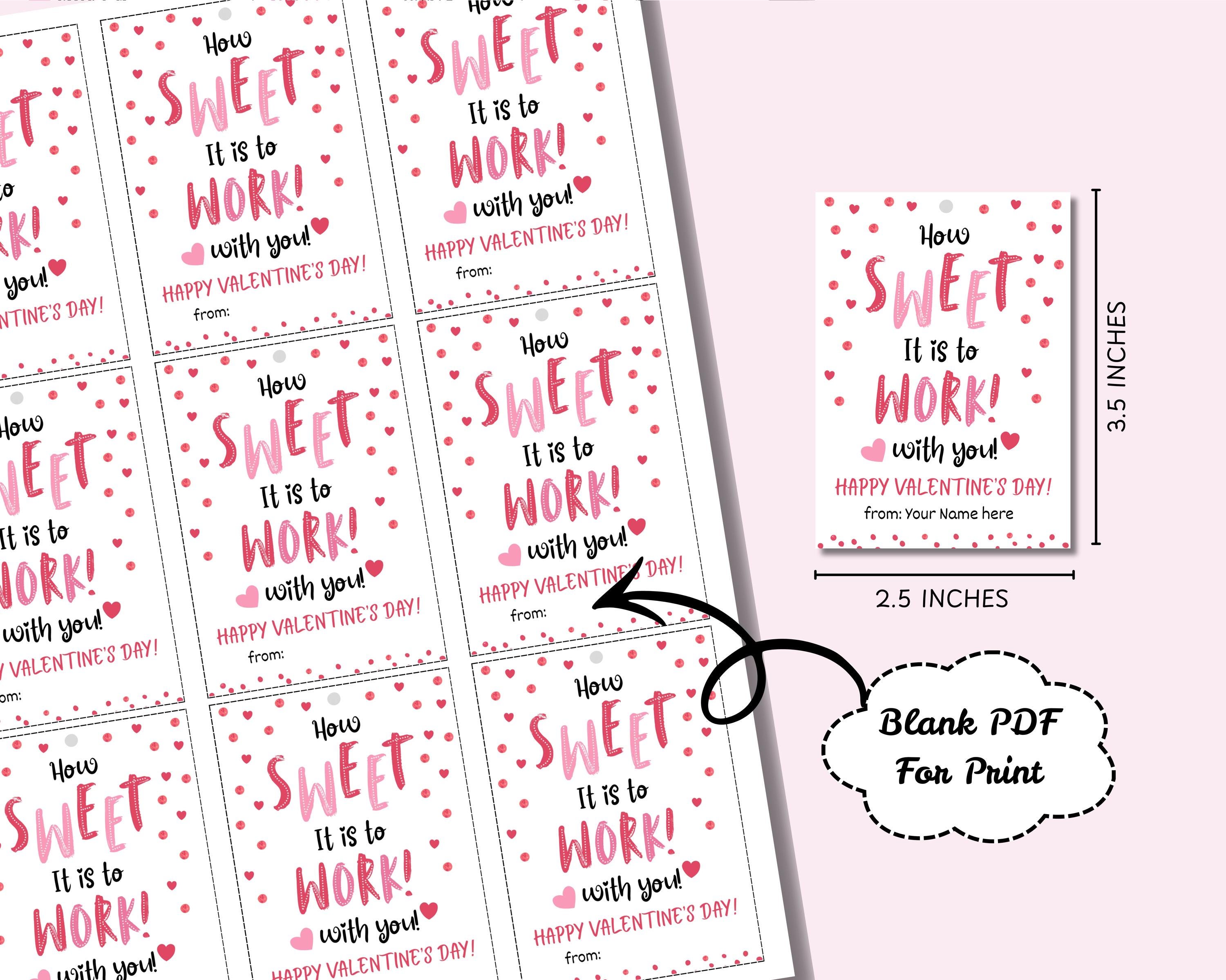 Valentine Coworker Gift Tags, Printable Valentine Treat Tag, Workplace ...