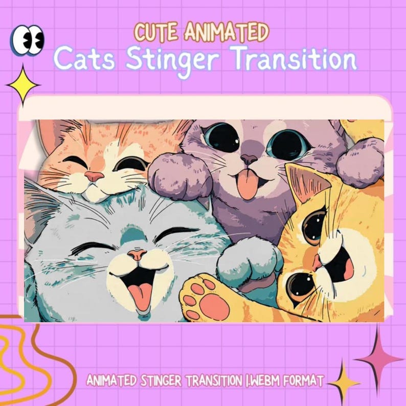 Cute Animated Cats Stinger Transition | Lofi Twitch Stinger Transition ...