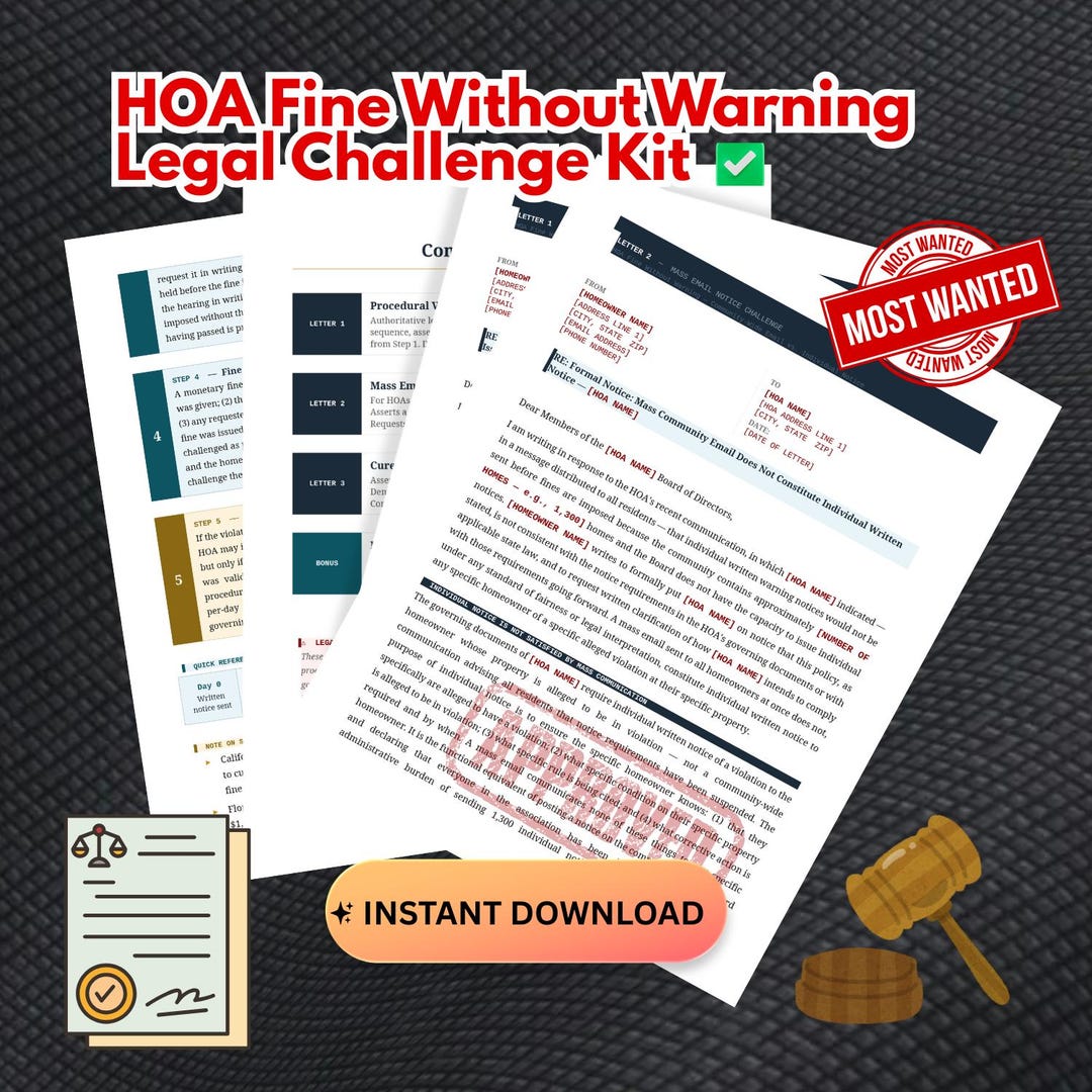 HOA Fine Without Warning Letter | No Notice Defense | HOA Procedural ...