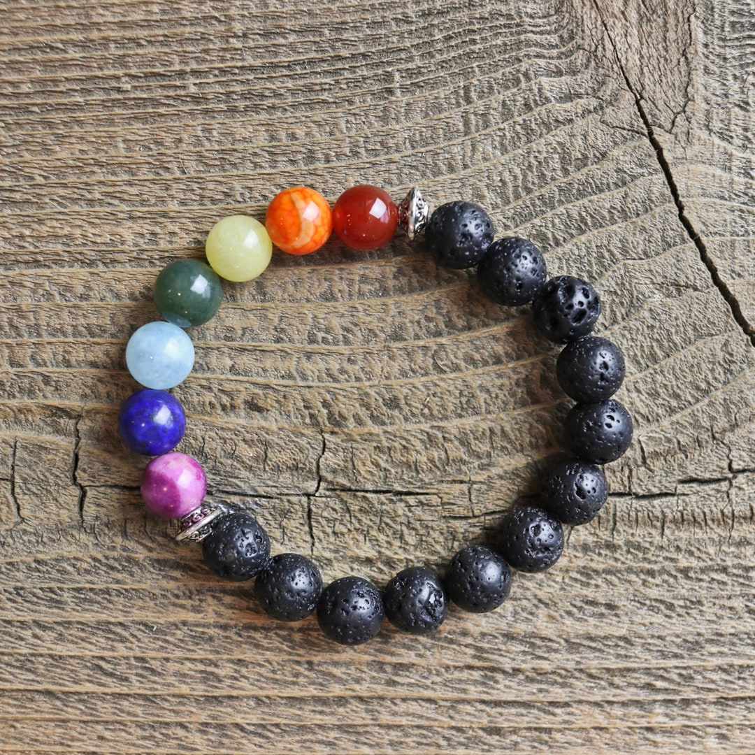 Chakra Essential Oil Diffuser Bracelet/aromatherapy Bracelet/lava Rock ...