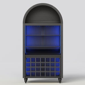 Arched LED Wine Cabinet With Glass Holder & Wine Rack - Etsy