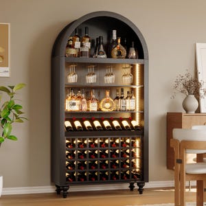 Arched LED Wine Cabinet With Glass Holder & Wine Rack - Etsy