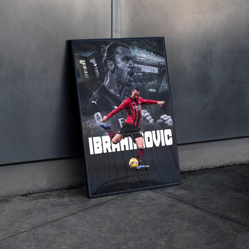 Zlatan Ibrahimović Poster, AC Milan, Soccer Wall Art, (digital Download ...