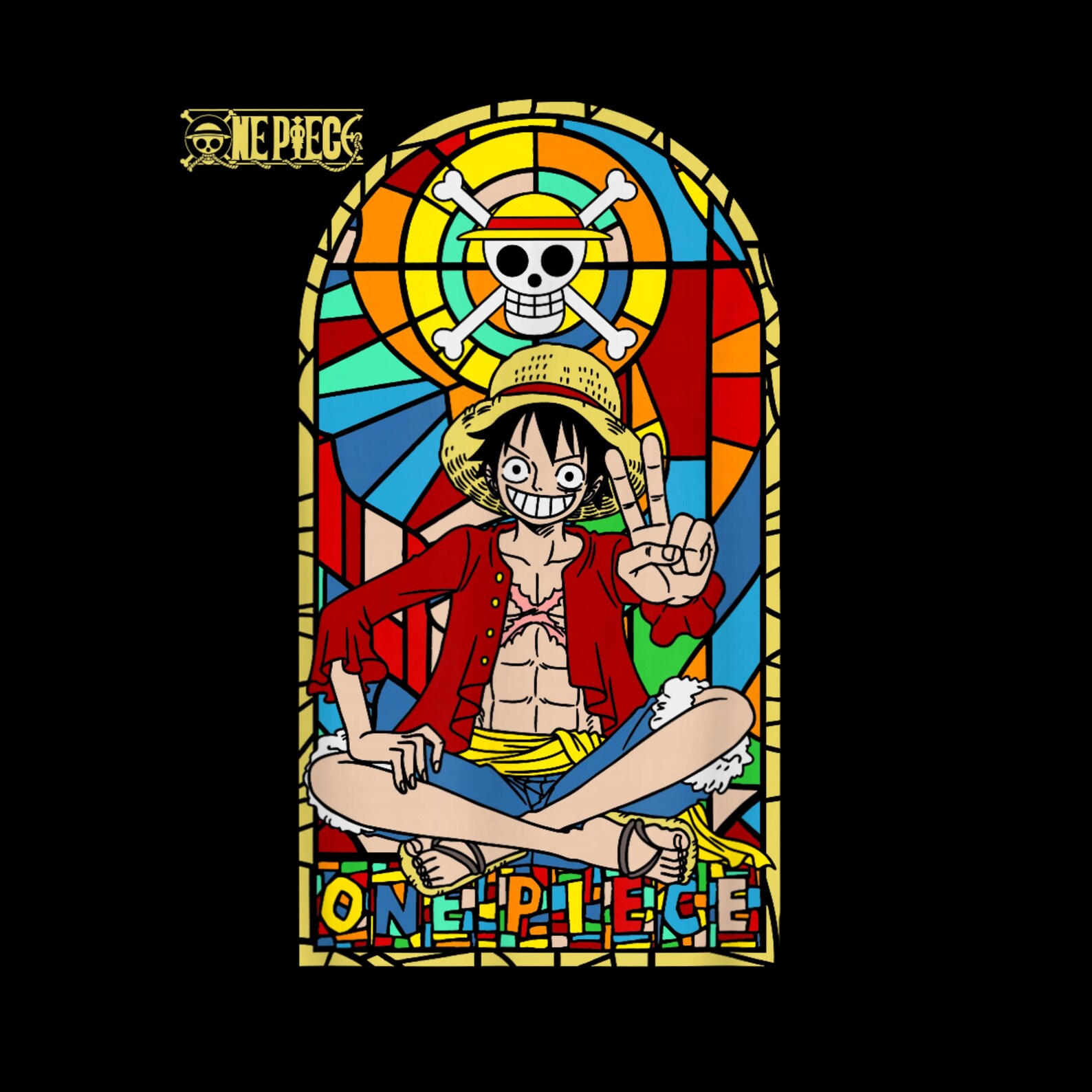 One Piece Luffy Stained Glass PNG – Monkey D. Luffy Anime Window Art ...