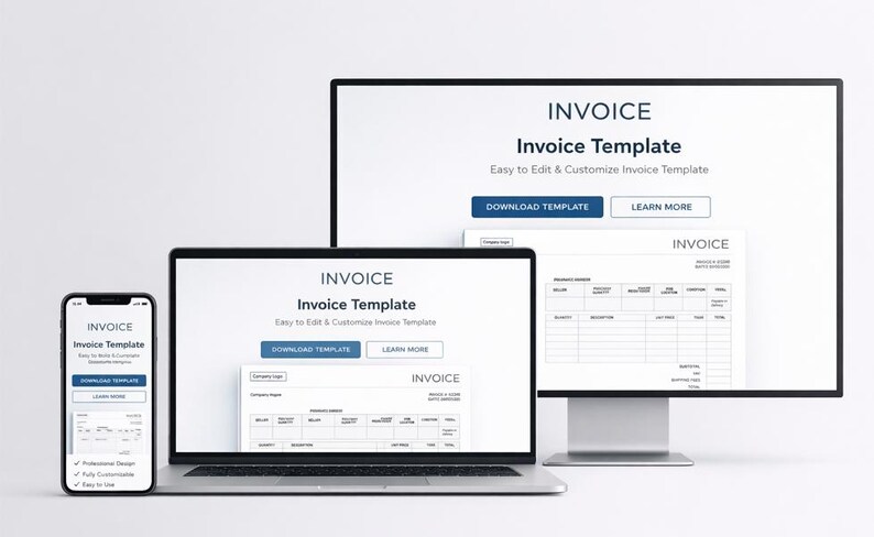 Invoice Template, Editable and Printable Invoice, Standard Payment ...