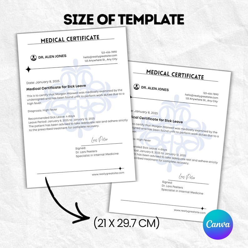 Editable Doctor Excuse Note Template, Printable Medical Sick Letter for ...