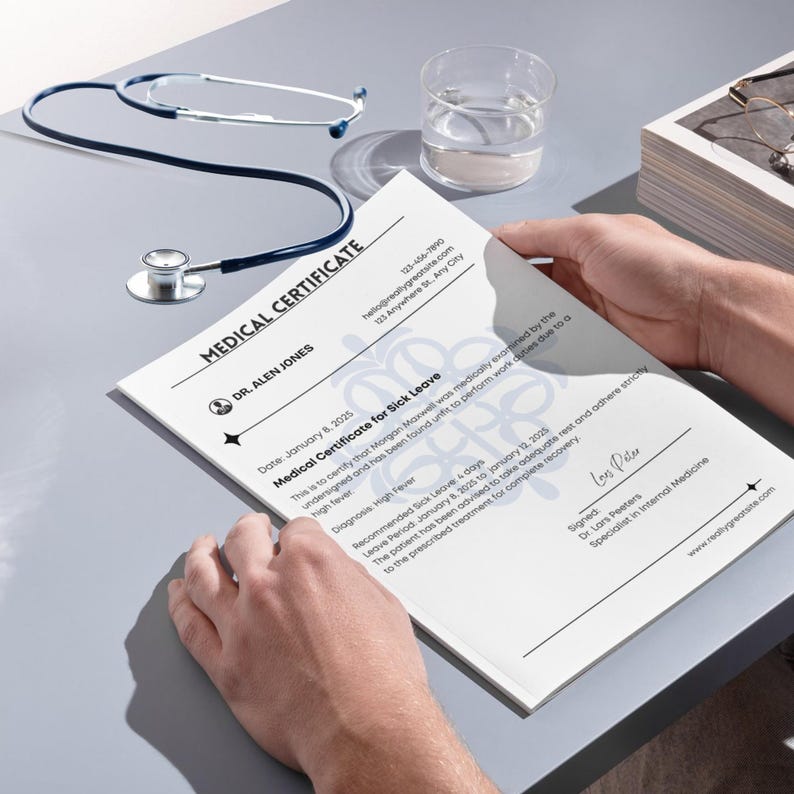 Editable Doctor Excuse Note Template, Printable Medical Sick Letter for ...