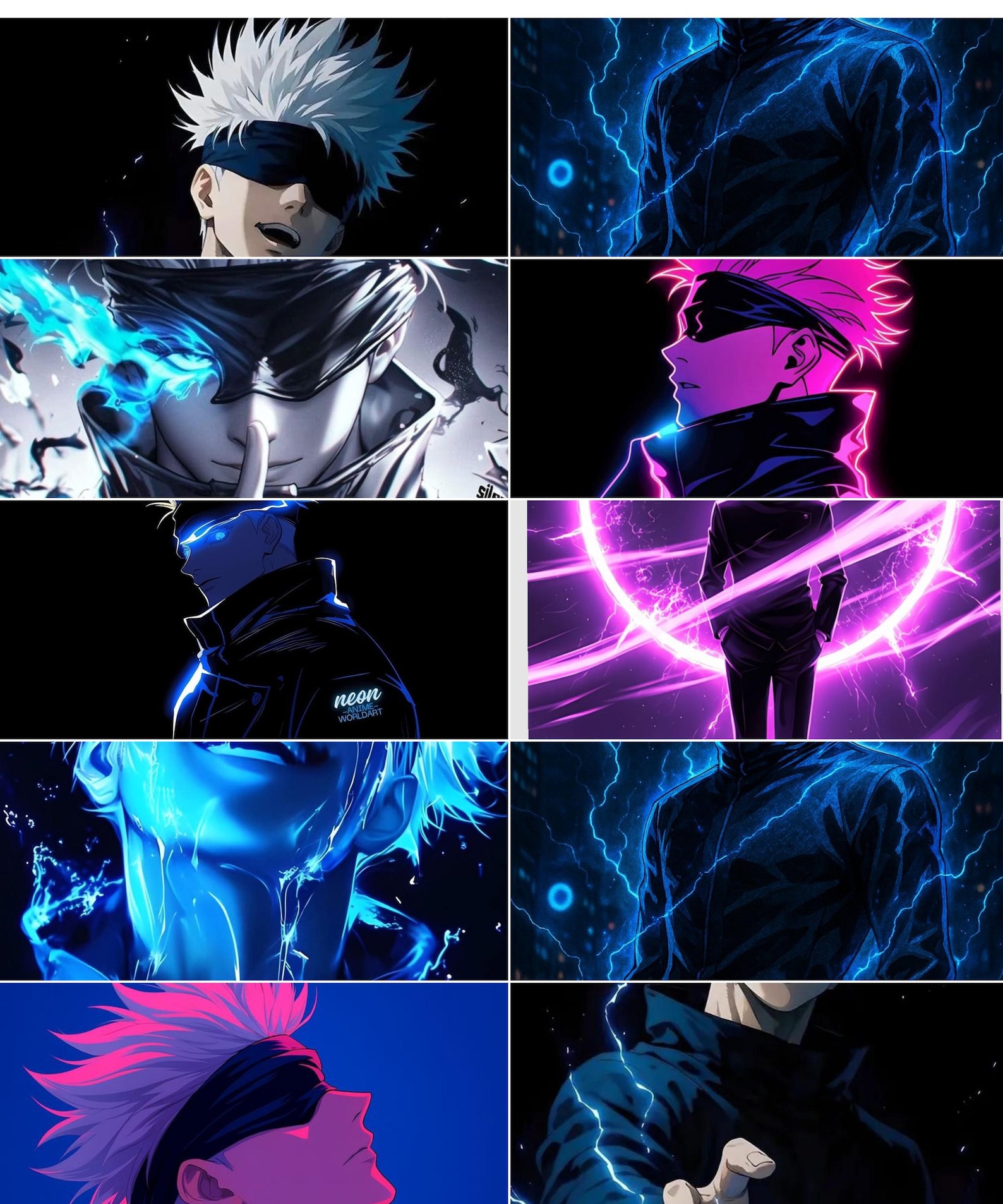 Gojo Satoru Bundle – 10 Anime Wall Art Prints | Jujutsu Kaisen Gojo PNG ...