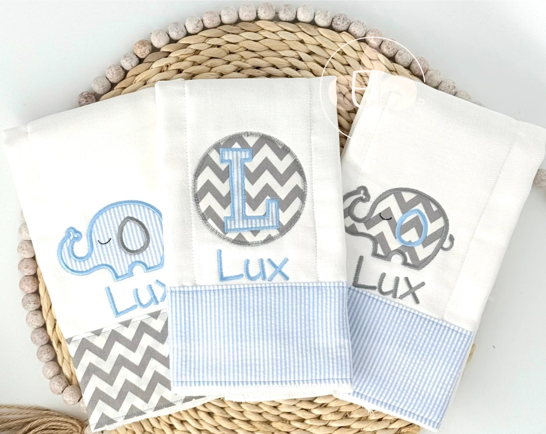 Monogrammed Burp Cloth Set of 3, Monogrammed Burp Cloths Pick Your Own ...