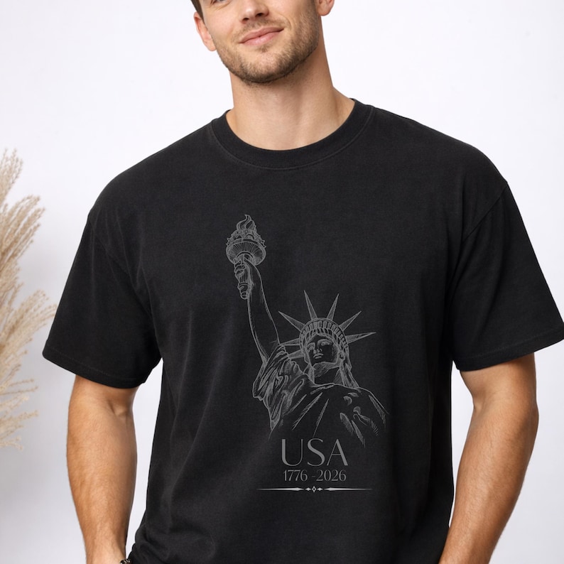 Line Art Statue of Liberty USA 1776-2026 Shirt, Patriotic 4th of July ...