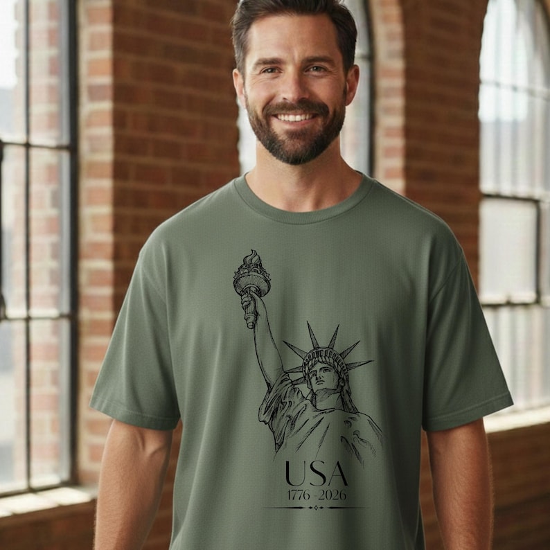Line Art Statue of Liberty USA 1776-2026 Shirt, Patriotic 4th of July ...