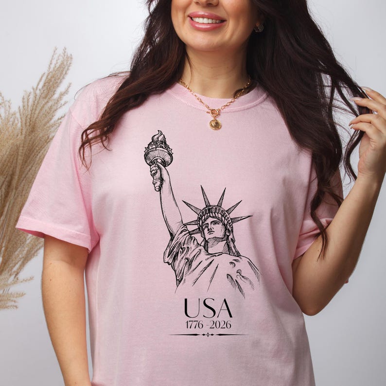 Line Art Statue of Liberty USA 1776-2026 Shirt, Patriotic 4th of July ...