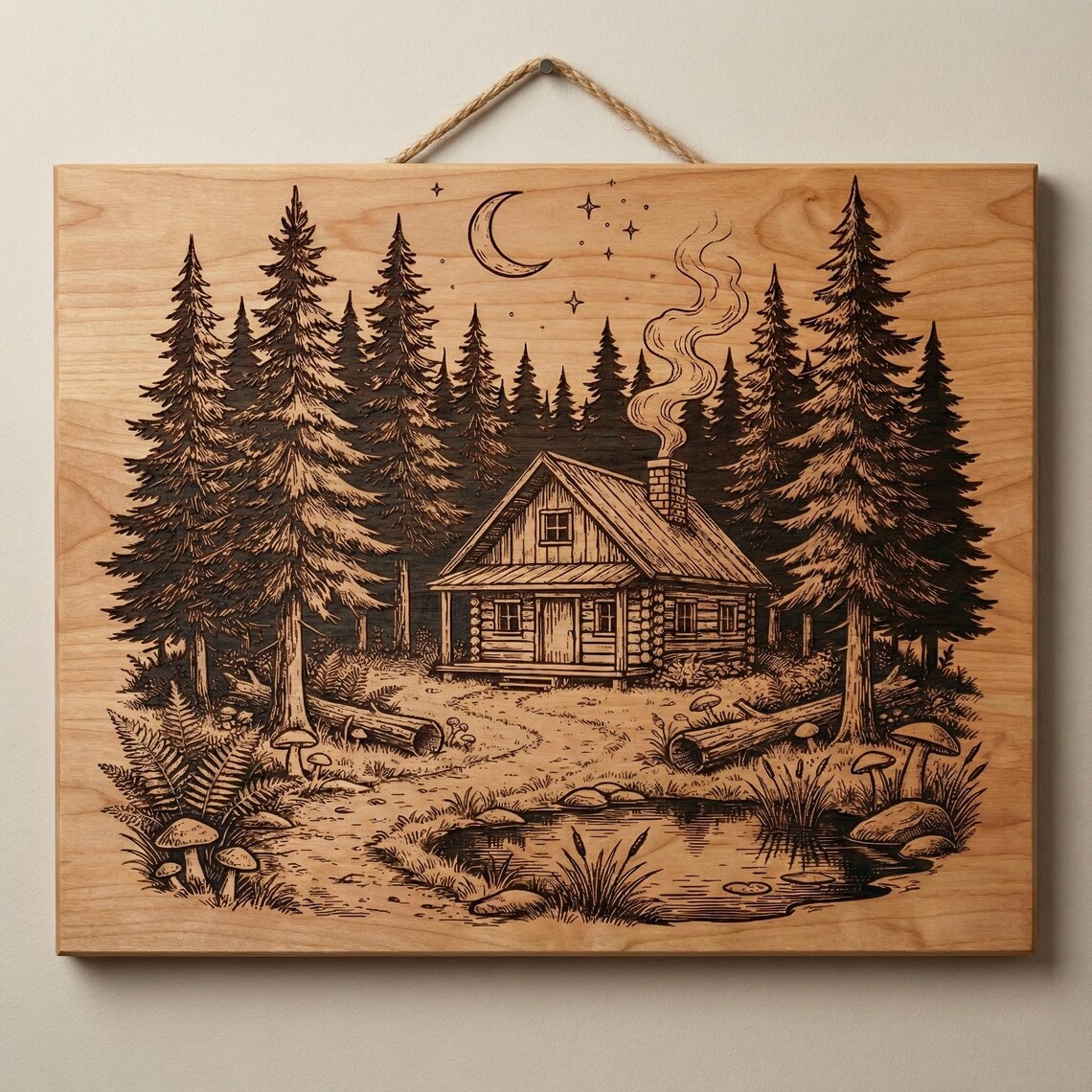 Log Cabin Laser Cut SVG | Rustic Forest Engraving Design - Etsy