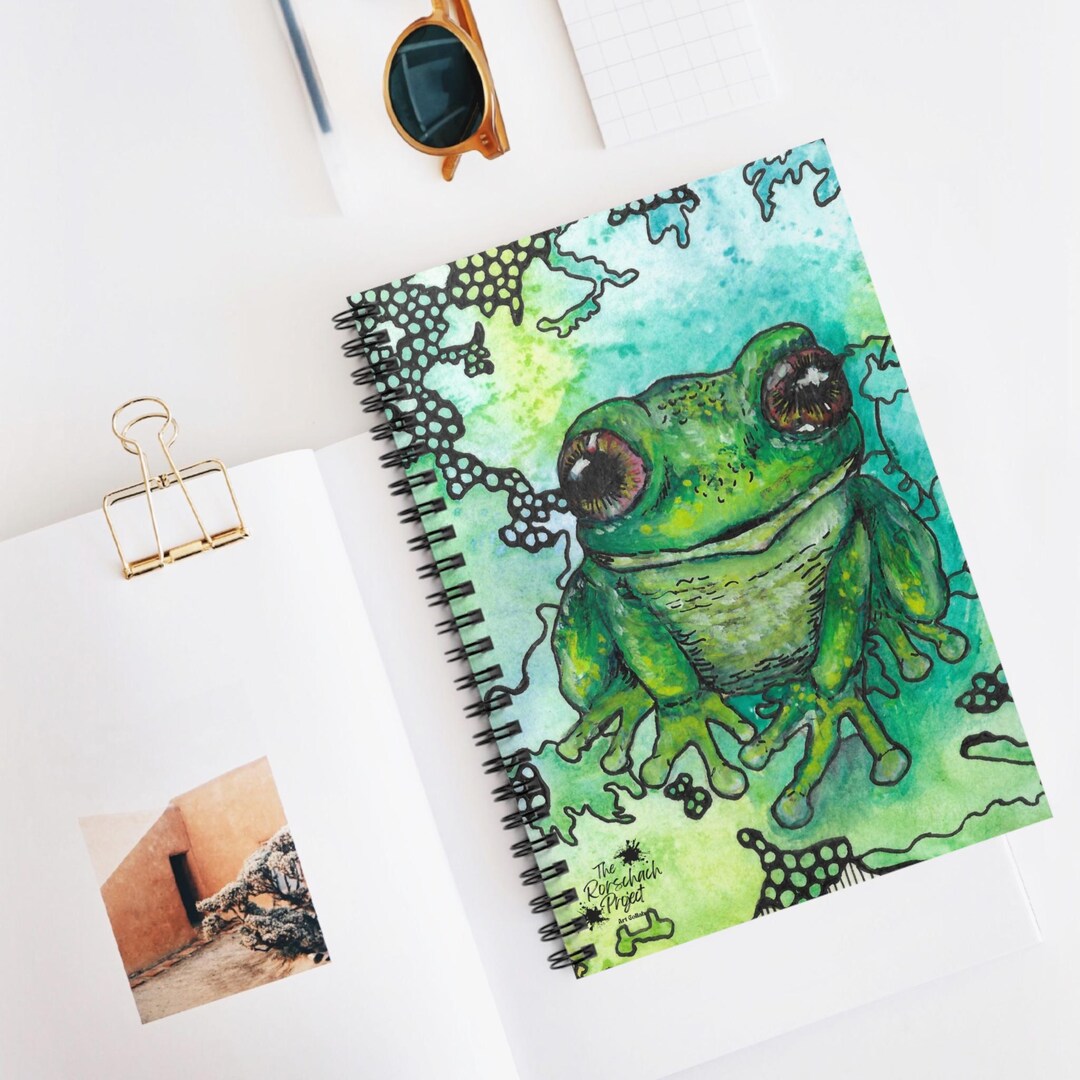 Hand-painted Frog Spiral Notebook Ruled Journal | Abstract Background ...