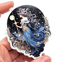 Goddess Sticker | Golden Goddess With Blue Hair | Mystical Sticker ...