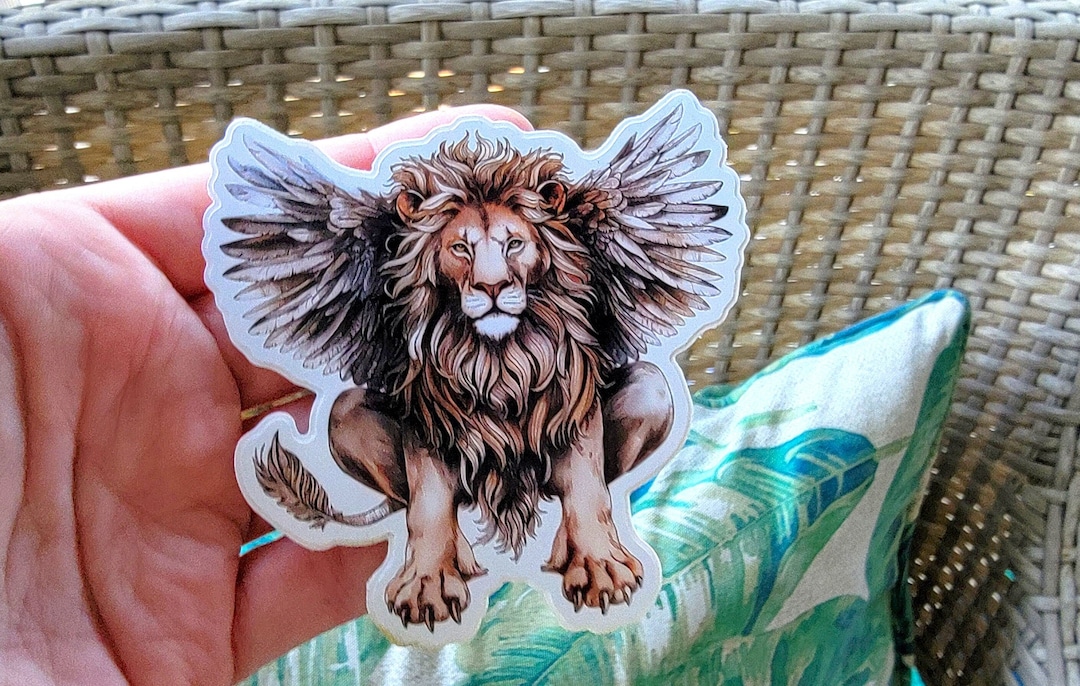 Winged Lion Chimera Sticker, Griffin Waterproof Vinyl Decal, Magical ...