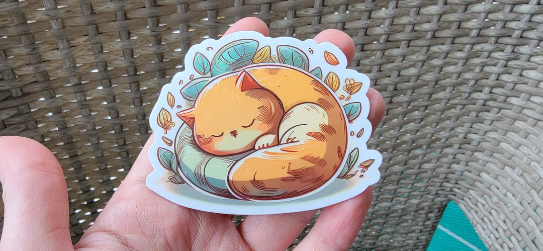 Cat Nap Sticker Vinyl Decal Ginger Cat Sticker Orange Cat - Etsy