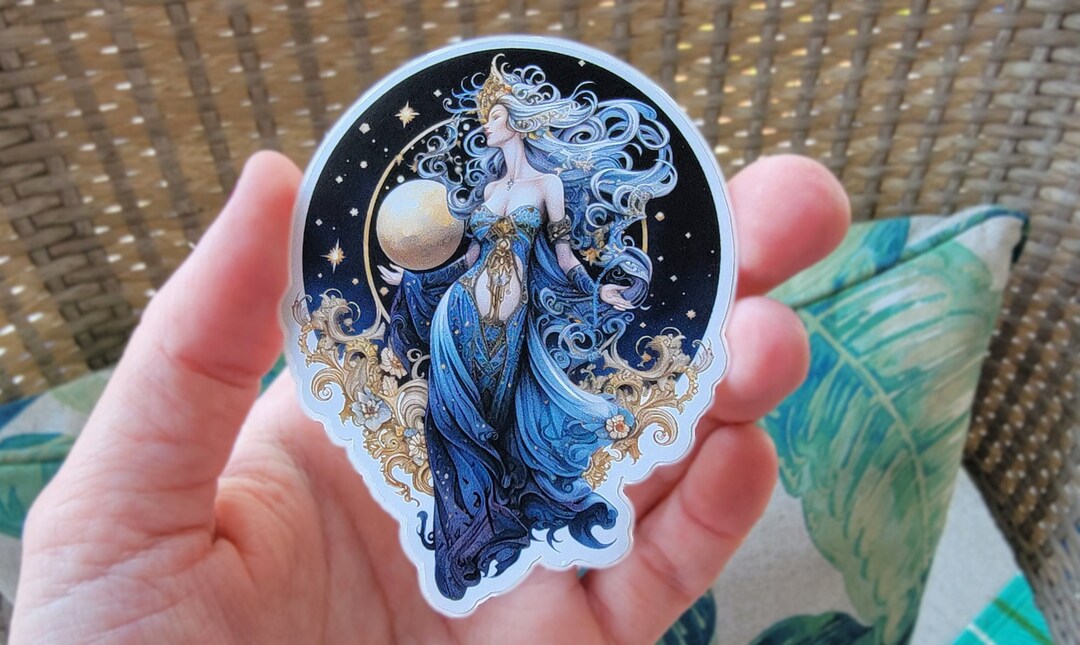 Moon Goddess Sticker, Luna Decal, Moon Maiden Vinyl Die Cut Sticker ...