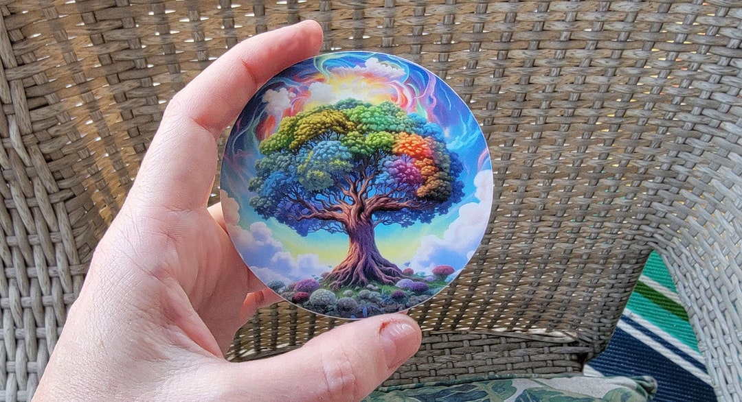 Rainbow Tree of Life Vinyl Sticker, Celestial Heaven Tree Decal ...