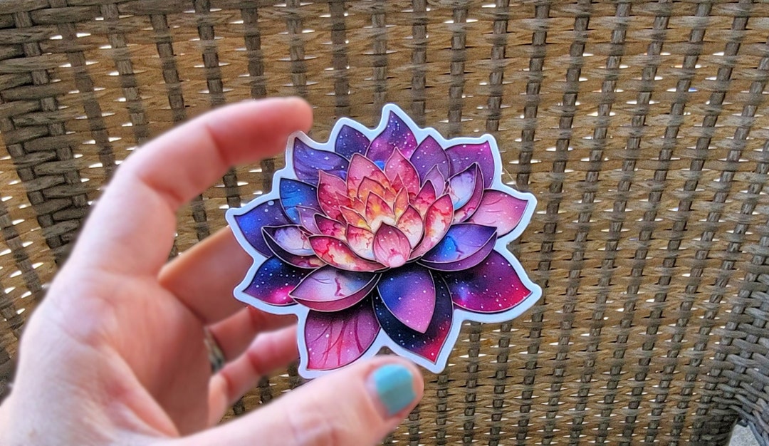 Cosmic Lotus Flower Sticker, Lotus Sticker, Galaxy Print Lotus Blossom ...