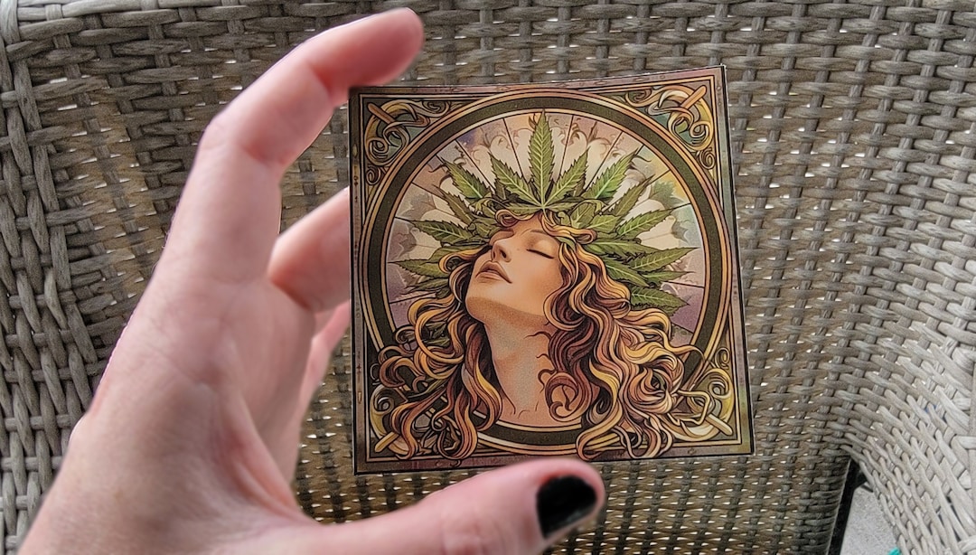 420 Art Nouveau Spring Maiden Illustration, Cannabis Green Goddess ...