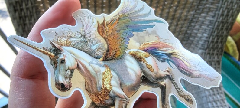 Rainbow Alicorn Sticker, Winged Unicorn Pegasus Horse Waterproof ...