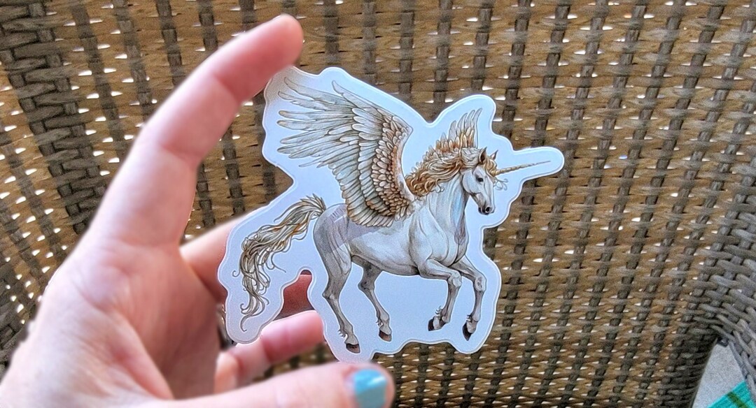 Alicorn Sticker, Winged Unicorn Pegasus Horse Waterproof Sticker, Vinyl ...