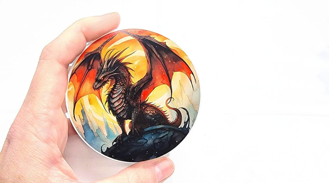 Red Dragon Sticker, Wyvern Waterproof Vinyl Decal, Magical Winged ...