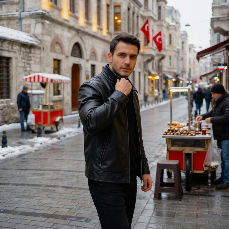 Handcrafted Black Genuine Leather Jacket | Real Sheepskin | Point ...