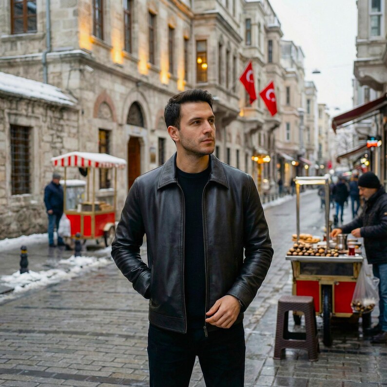 Handcrafted Black Genuine Leather Jacket | Real Sheepskin | Point ...