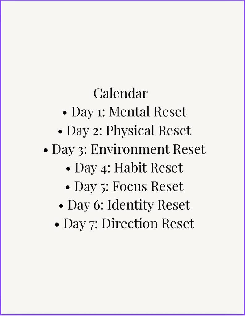 7 Day Reset Self Improvement Guide | Digital PDF Routine for Focus ...