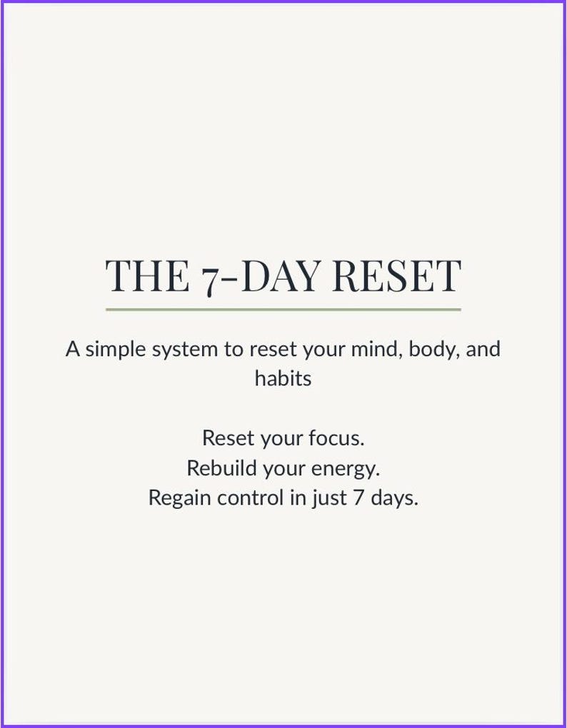 7 Day Reset Self Improvement Guide | Digital PDF Routine for Focus ...