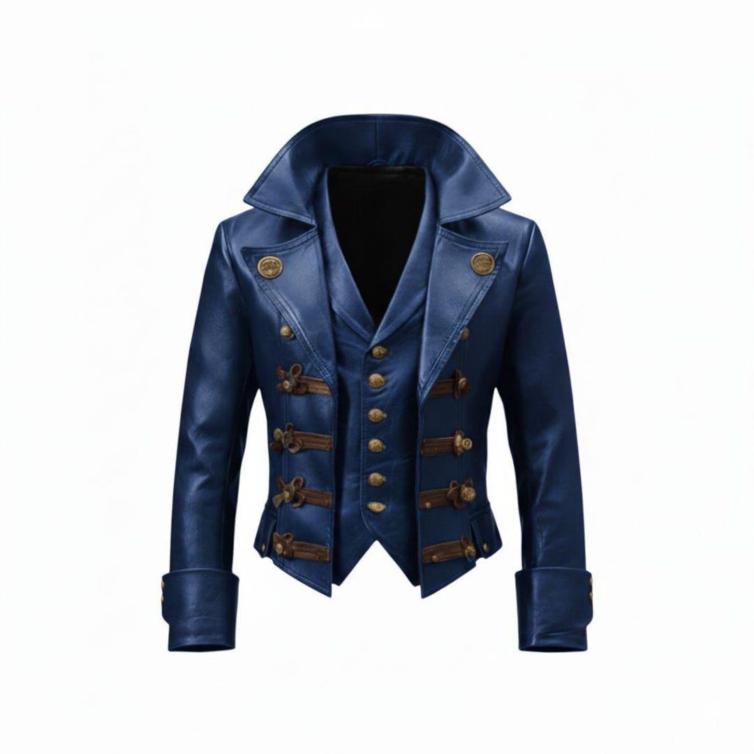 Steampunk Pirate Leather Jacket for Men | Victorian Gothic Cosplay ...