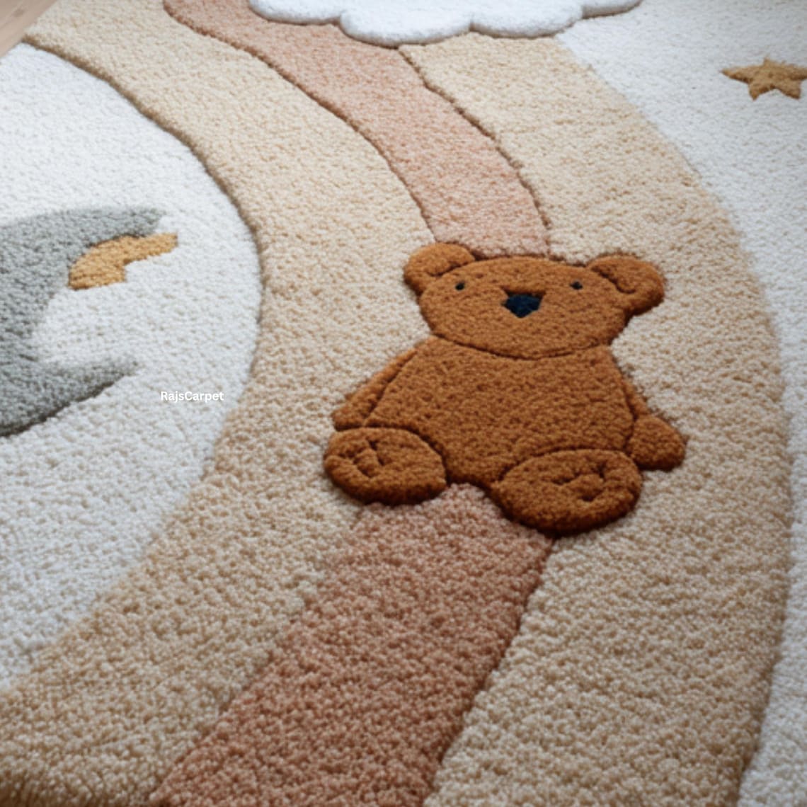 Teddy Bear Nursery Rug for Baby Room Decor | Soft Kids Playroom Rug ...
