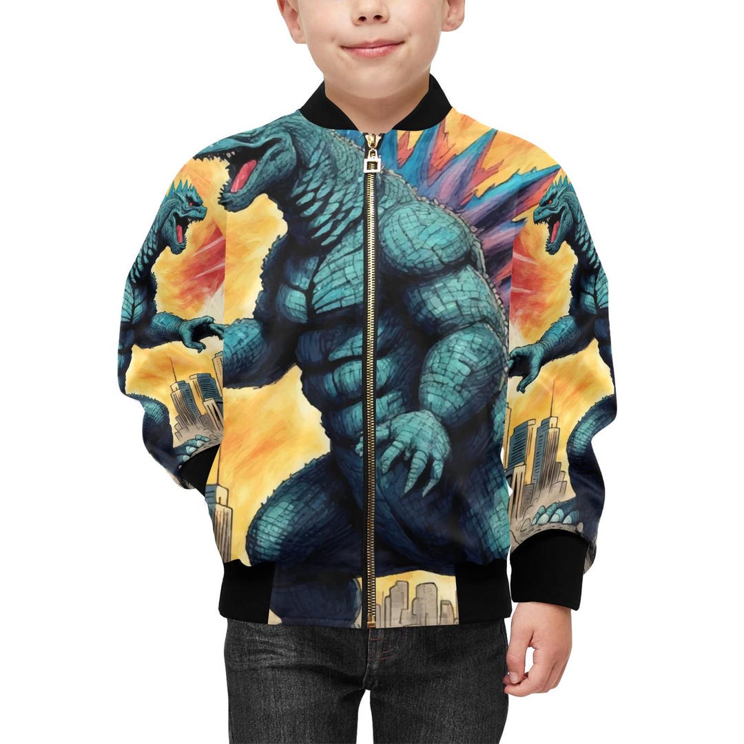 Kids Bomber Jacket Godzilla Personalized Gojira Kaiju Gift Custom ...