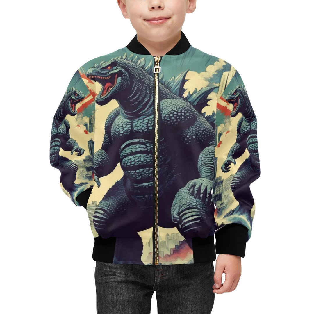 Kids Bomber Jacket Godzilla Personalized Gojira Kaiju Gift Custom ...