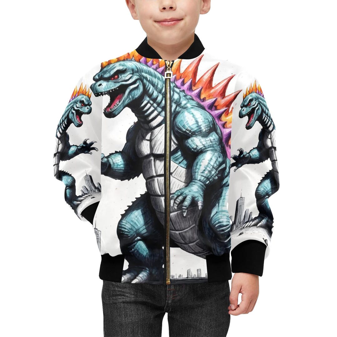Godzilla Personalized Bomber Jacket Gift Kids Gojira Custom Kaiju - Etsy
