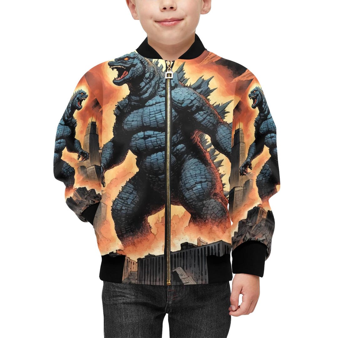 Kids Bomber Jacket Godzilla Personalized Gojira Kaiju Gift Custom ...