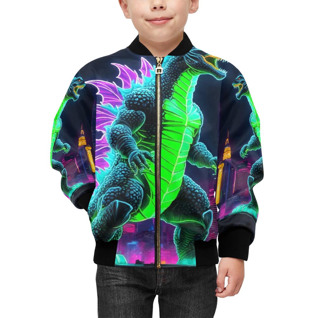 Kids Bomber Jacket Godzilla Personalized Gojira Kaiju Gift Custom - Etsy