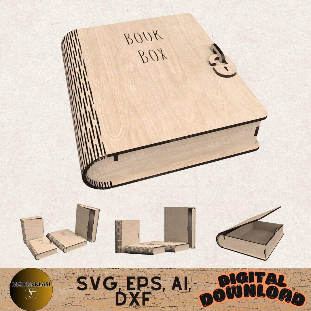 Book Box SVG for Laser Cutting | Hidden Storage Wood DXF CNC - Etsy