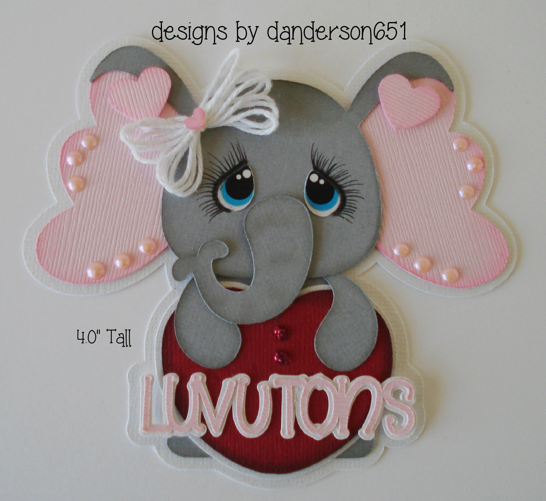 Elephant Love Valentine's Kids Embellishments Pre-made Paper Piecing ...