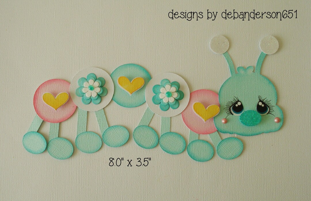 Scrapbook Bugs Caterpillar Flowers Kids Title Die Cut A Premade Paper ...